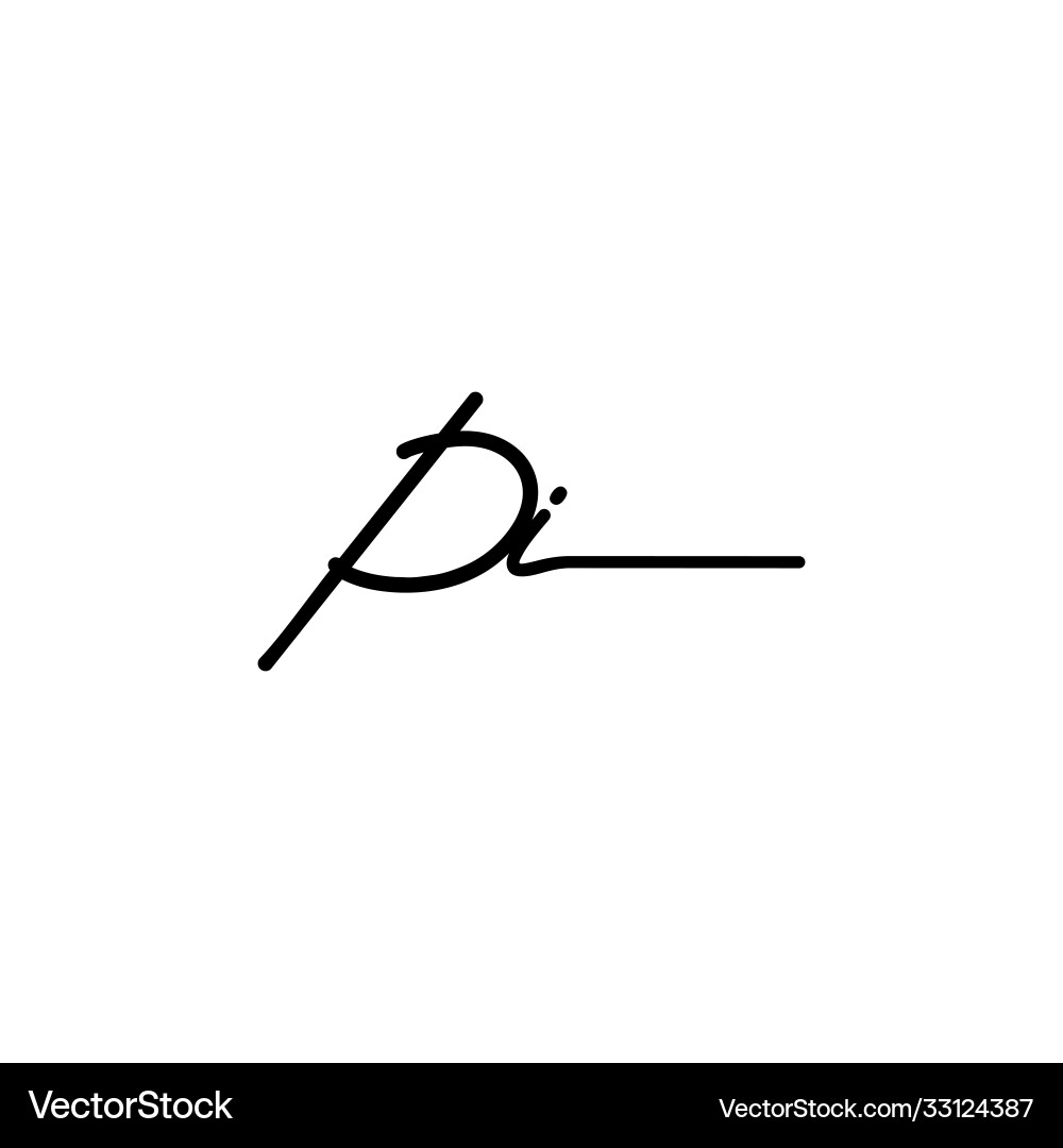 Letter pi signature logo template Royalty Free Vector Image