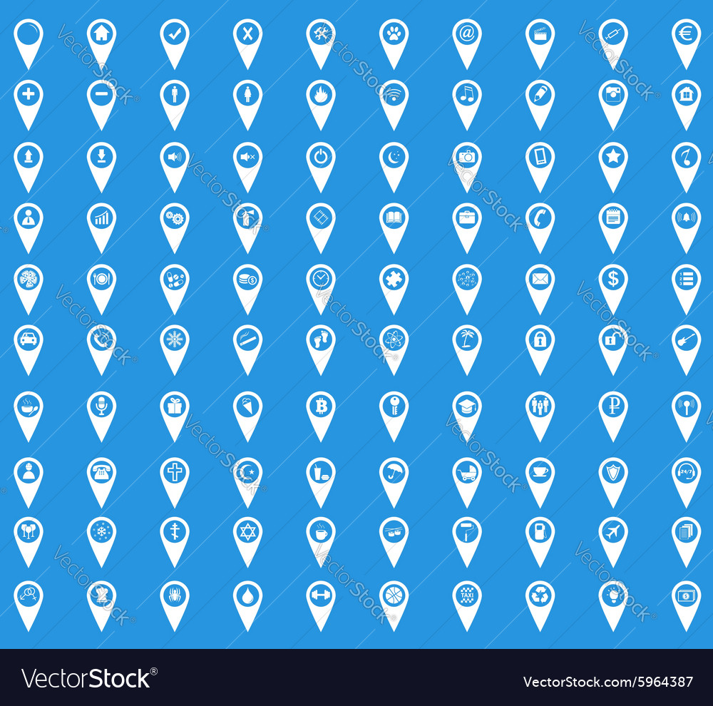 Pointer icon set blue Royalty Free Vector Image