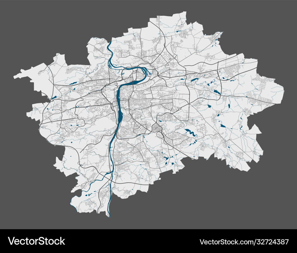 Prague map detailed city poster Royalty Free Vector Image