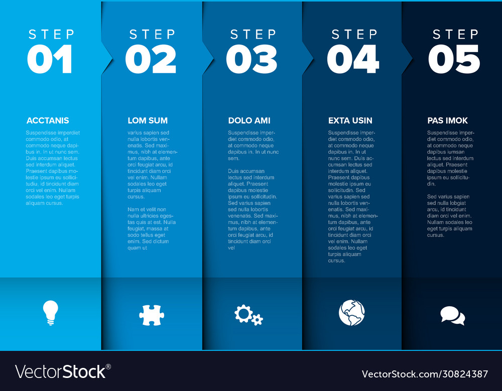 Progress five steps template Royalty Free Vector Image