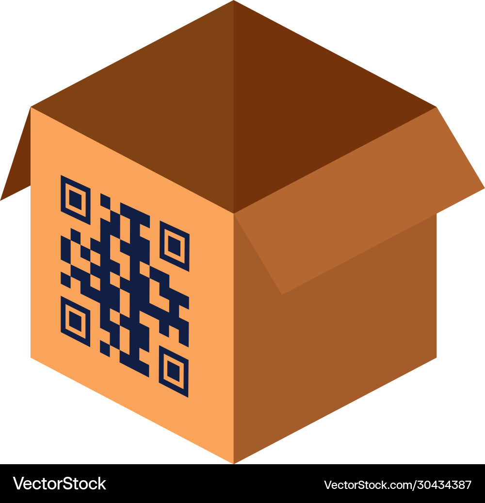 Qr code over box design Royalty Free Vector Image