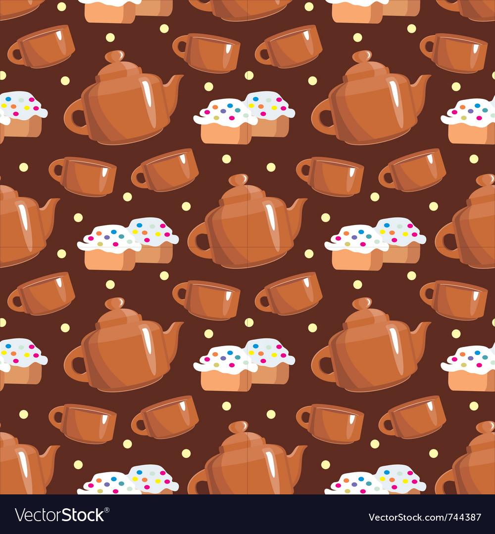 Seamless tea pattern Royalty Free Vector Image