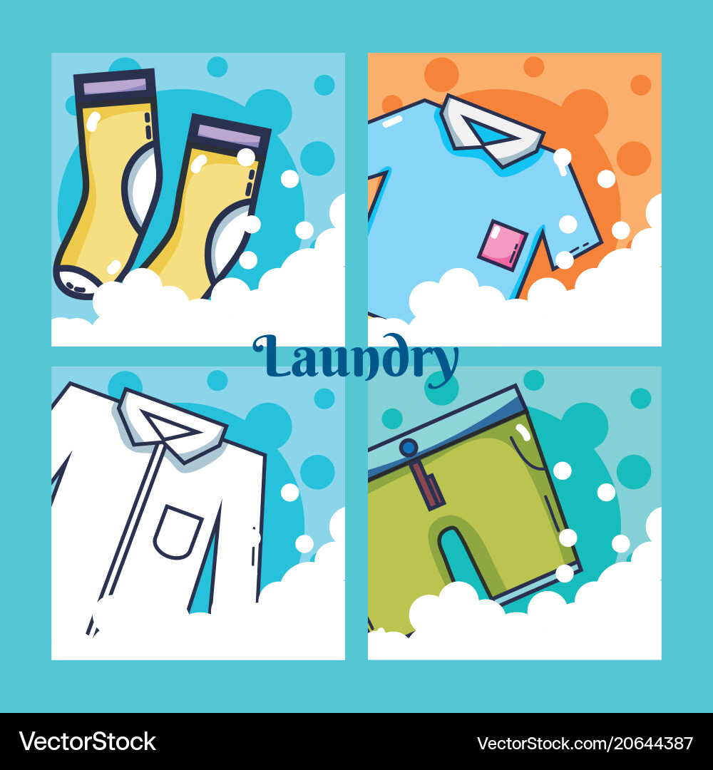 Set laundry clothes Royalty Free Vector Image - VectorStock