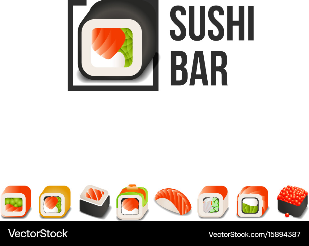 Sushi and roll logo template japanese Royalty Free Vector