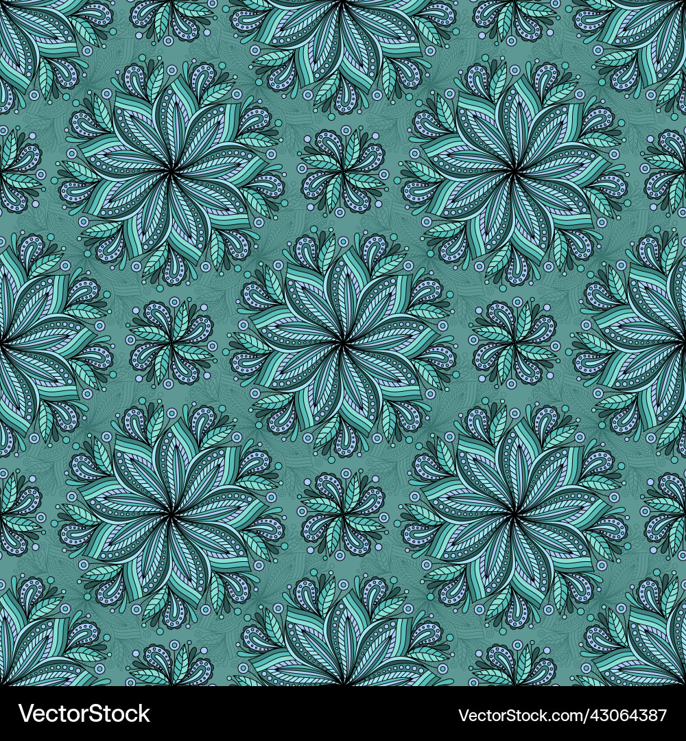 Turquoise seamless background with paisley Vector Image