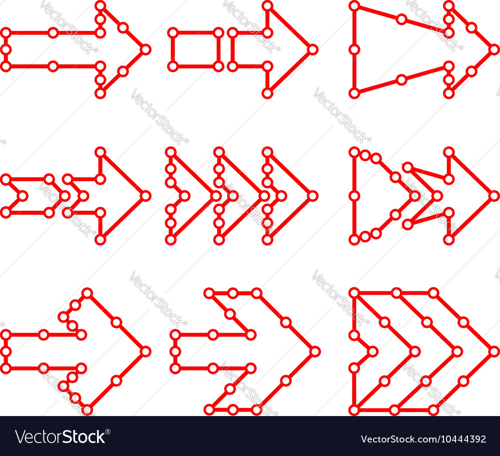 Arrows in the form of lines dots connected Vector Image
