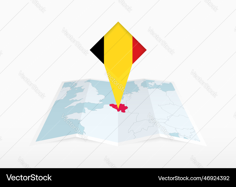 Belgium is depicted on a folded paper map Vector Image
