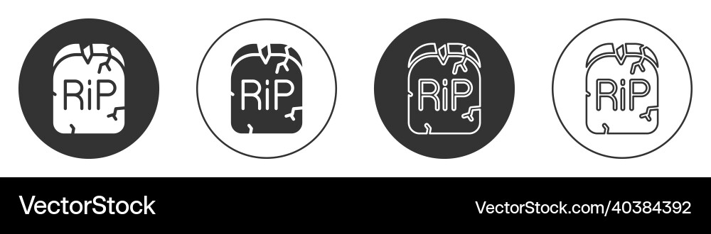Black tombstone with rip written on it icon Vector Image