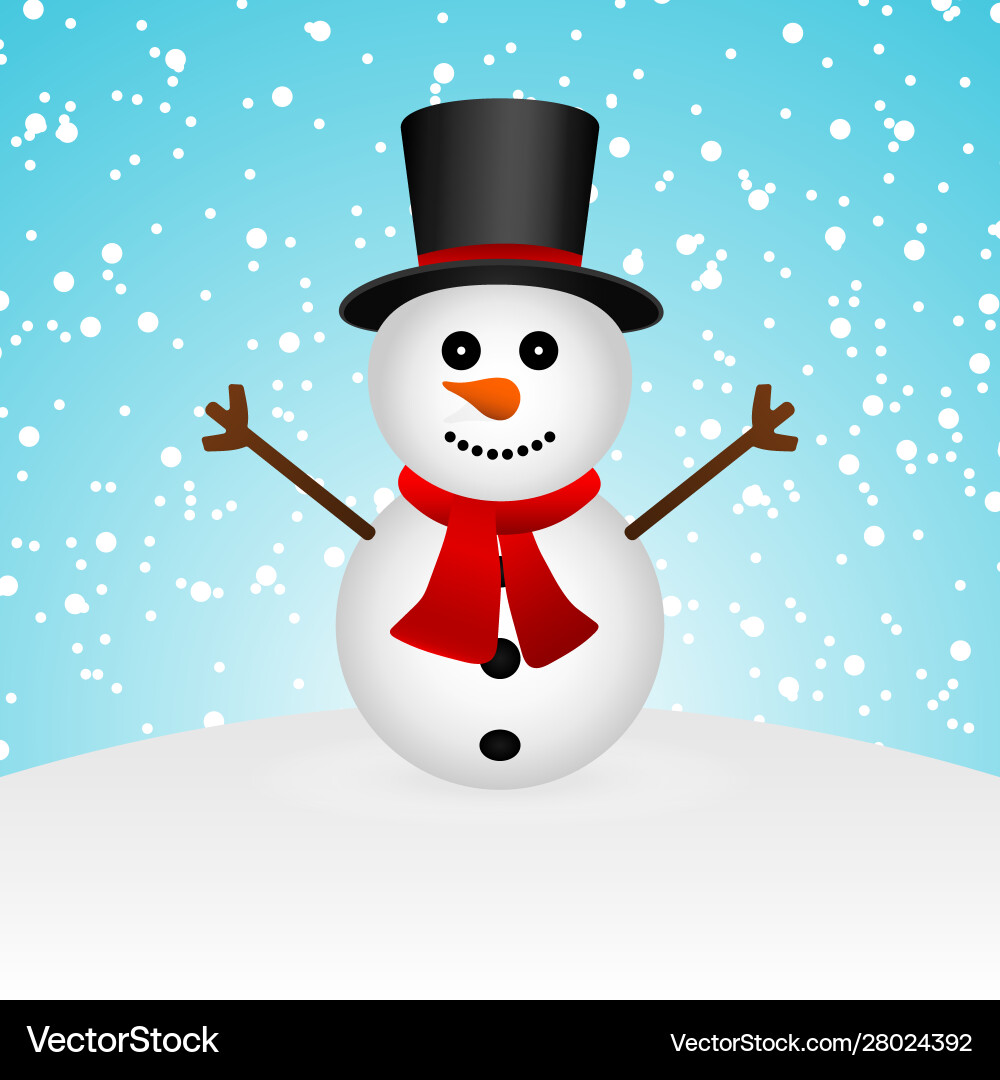 Cartoon funny snowman in forest Royalty Free Vector Image