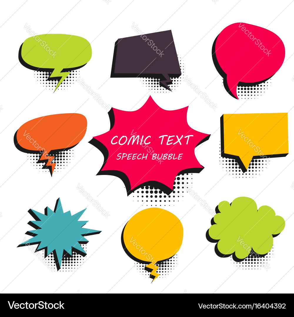 Comic colored text speech bubble 9 Royalty Free Vector Image