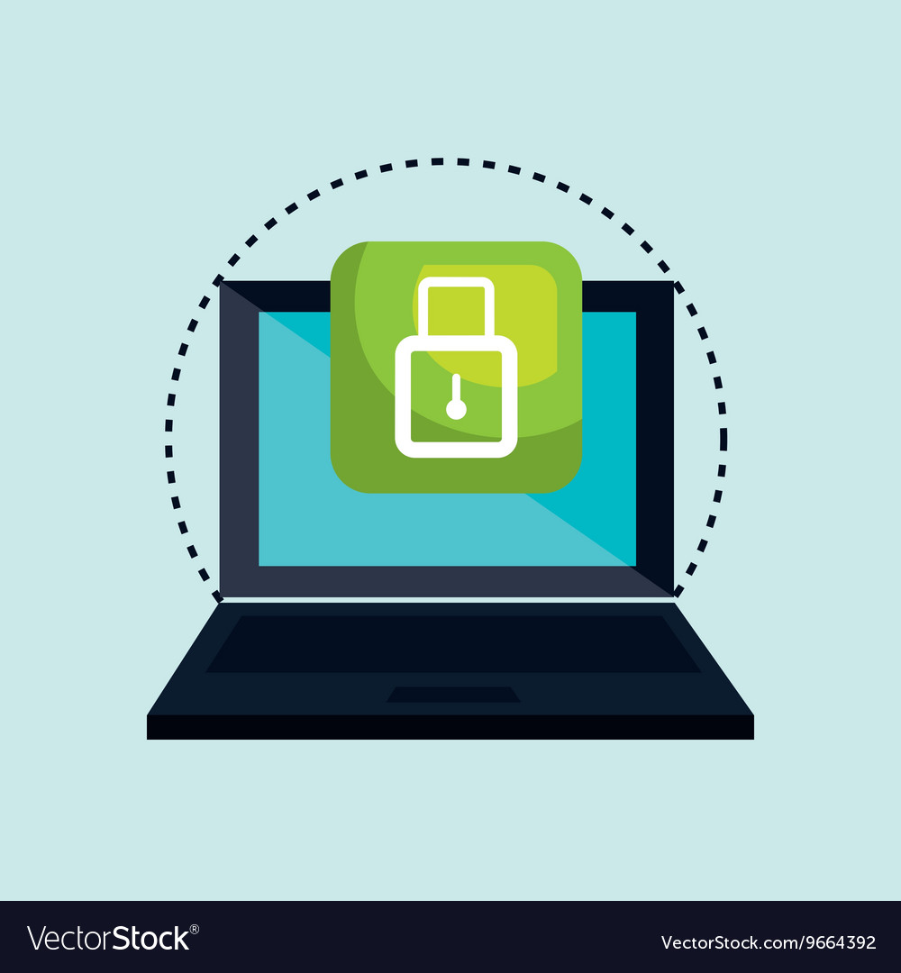 Computer laptop with padlock isolated icon design Vector Image