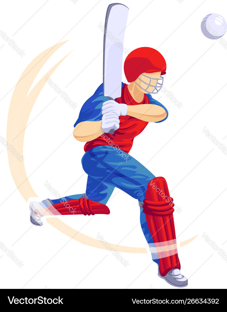 Cricket player game icon cartoon style Royalty Free Vector