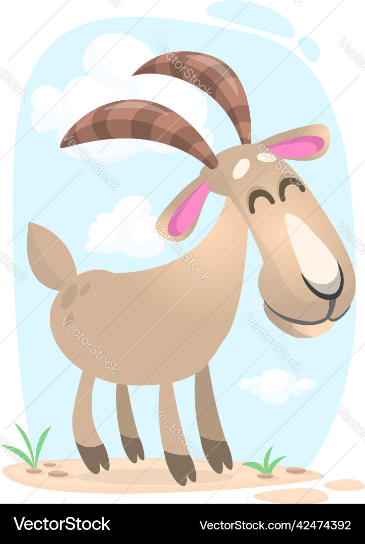 Cute goat character cartoon isolated Royalty Free Vector