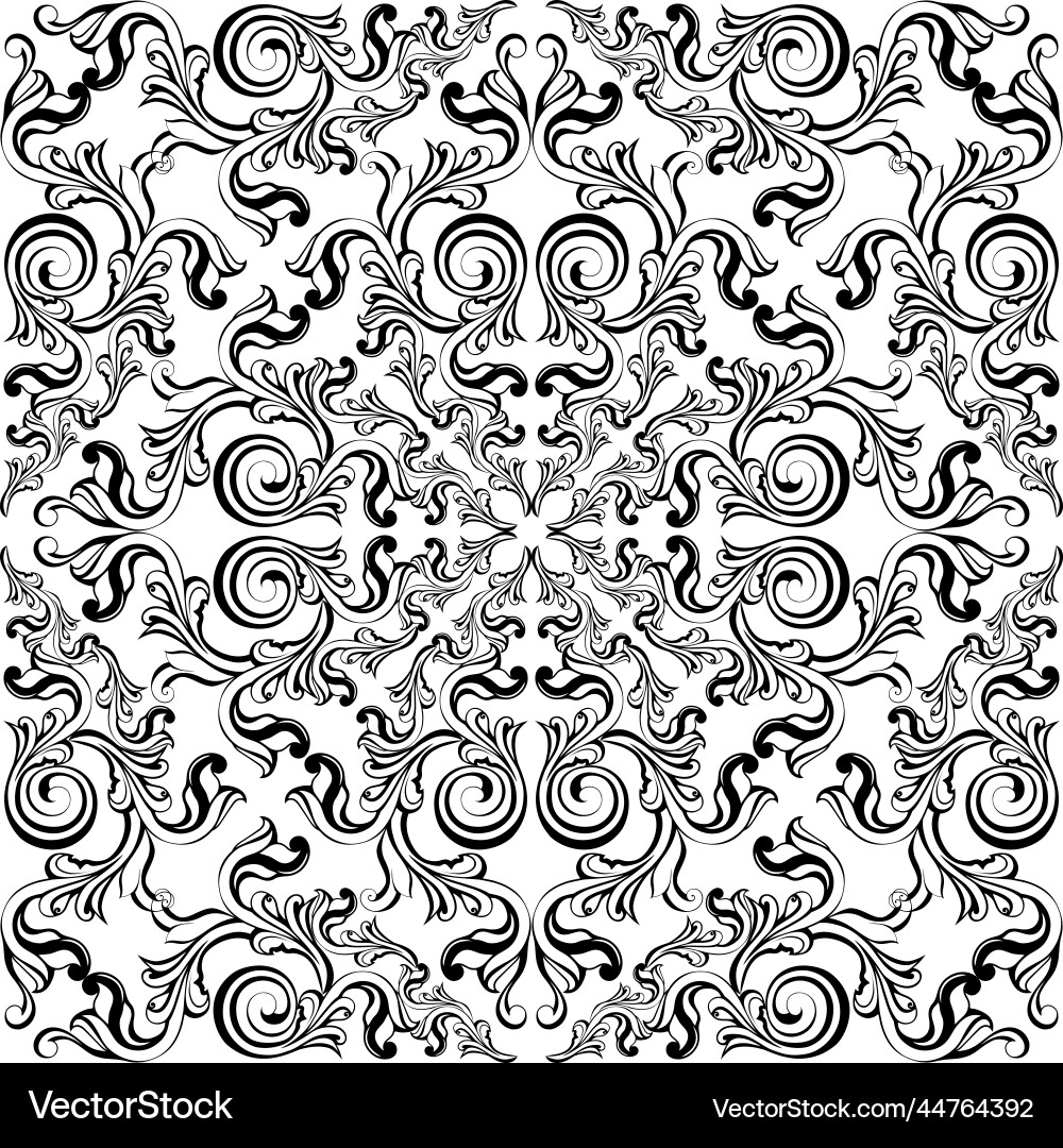 Damask vintage baroque scroll ornament victorian Vector Image