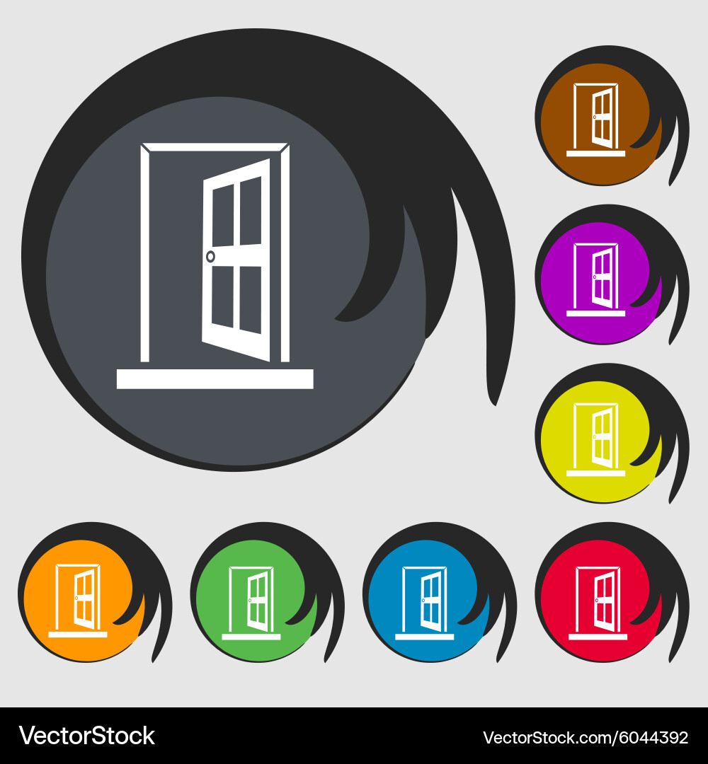 Door enter or exit icon sign symbols on eight Vector Image