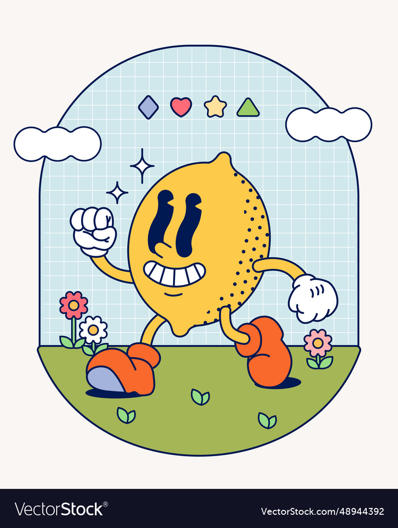 Hand draw funny retro vintage trendy lemon Vector Image Hand draw funny retro vintage trendy lemon Vector Image
