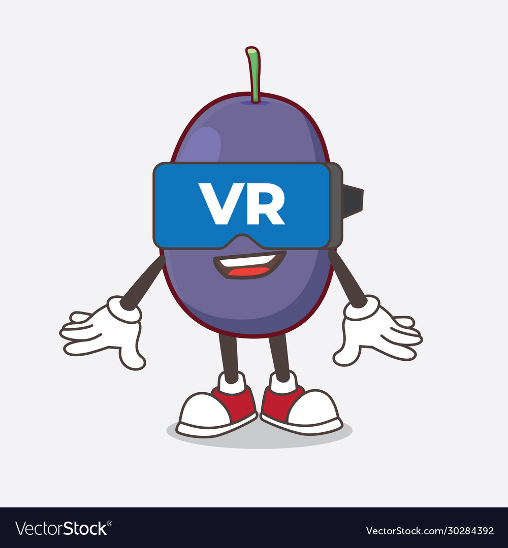 Java plum cartoon mascot character with virtual Vector Image