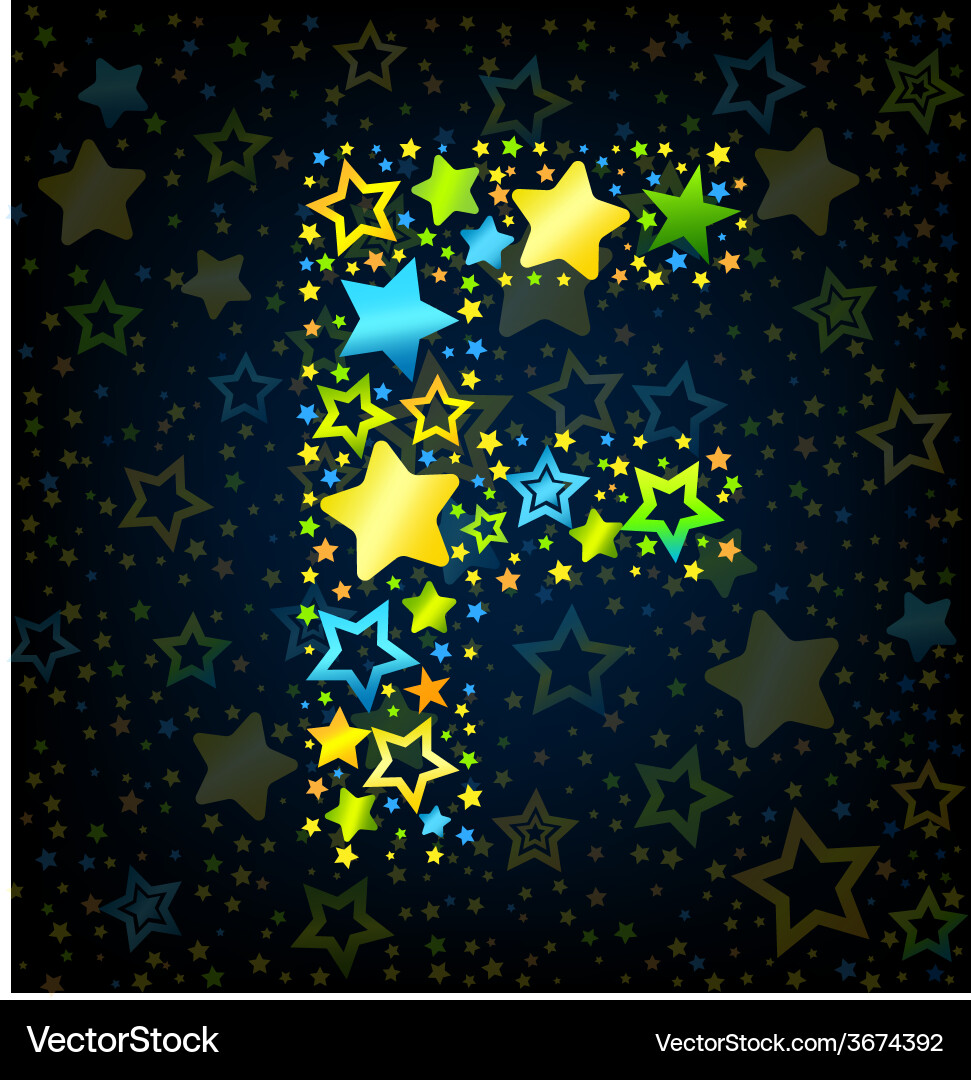 Letter F cartoon star colored Royalty Free Vector Image