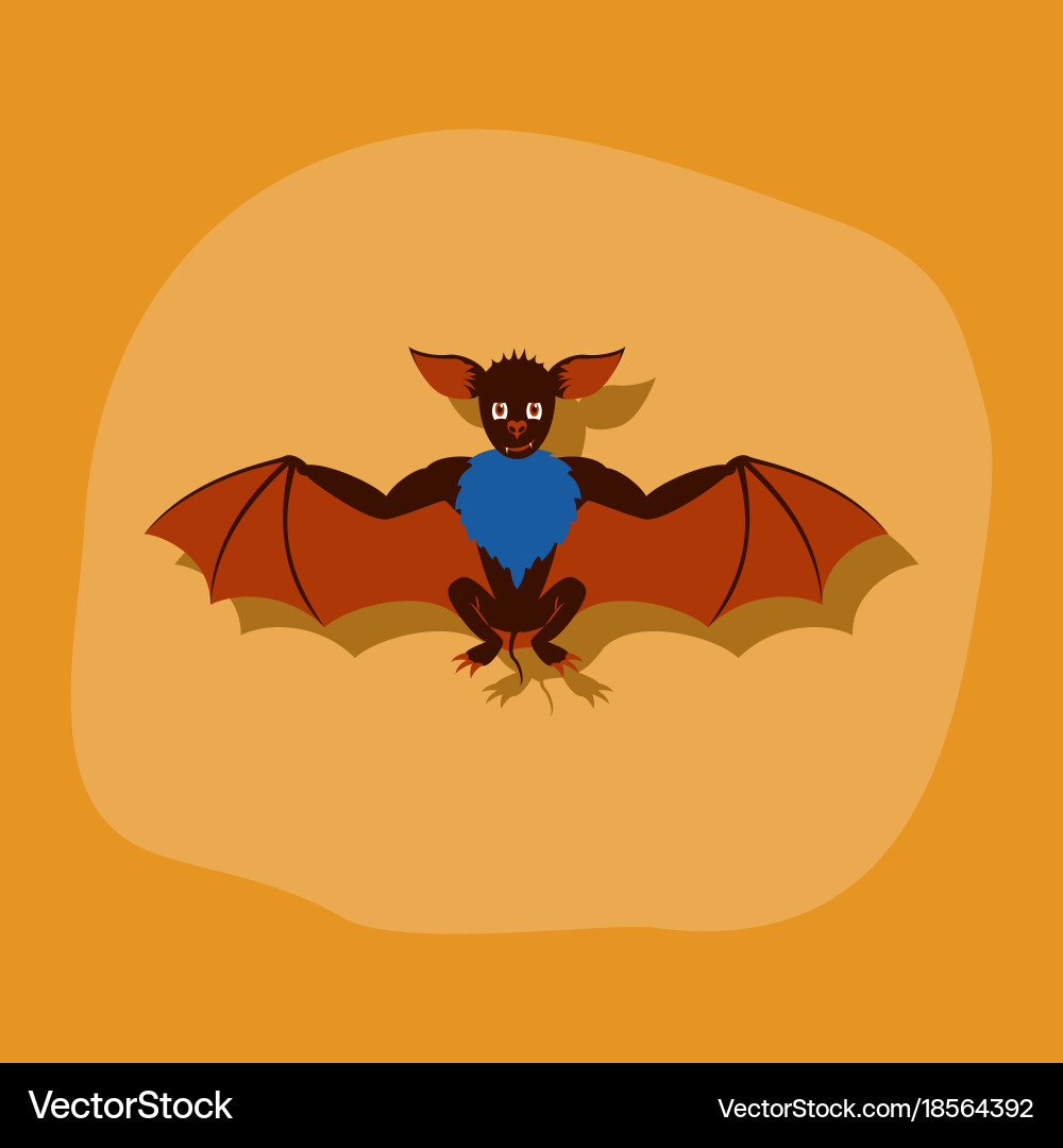Paper sticker on stylish background cute bat Vector Image