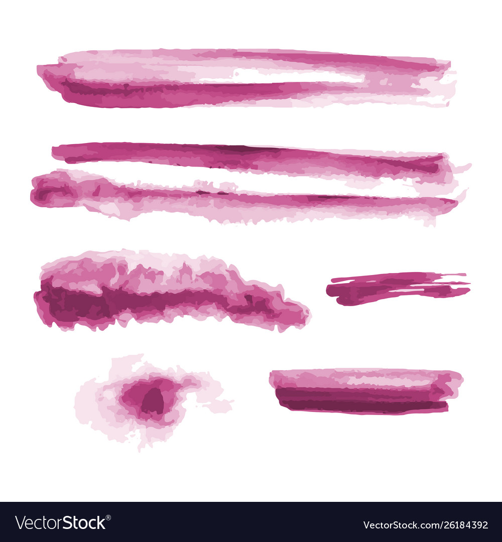 Pink watercolor shapes splotches stains paint Vector Image
