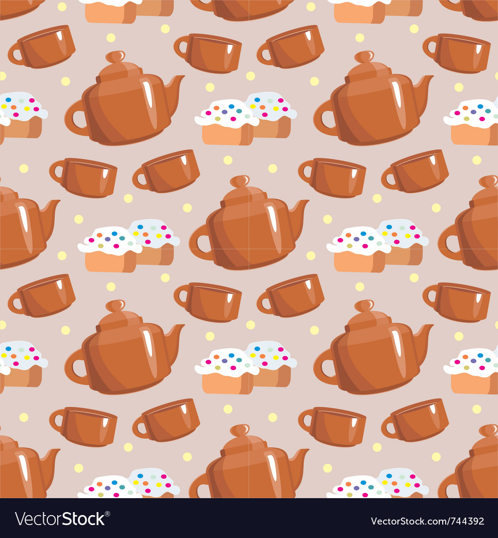 Seamless tea pattern Royalty Free Vector Image