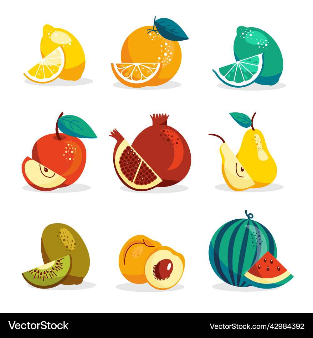 Set of fruits Royalty Free Vector Image - VectorStock