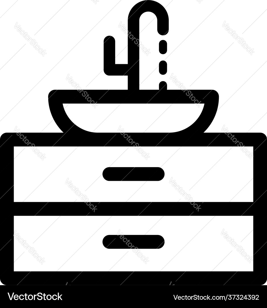 Sink outline symbol isolated on white background Vector Image