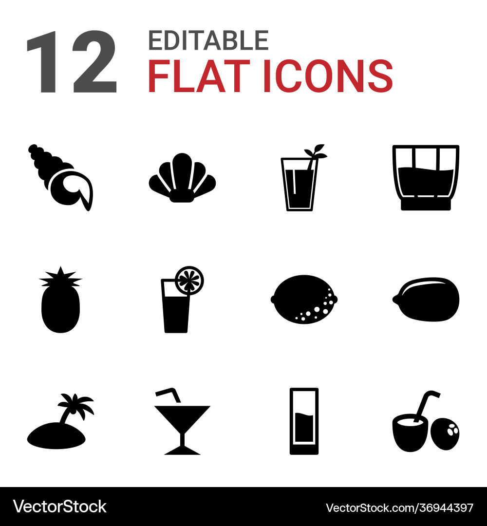 12 tropical icons Royalty Free Vector Image - VectorStock