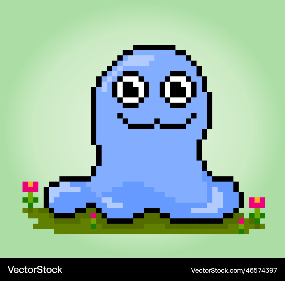 8-bit pixel funny mucus monster Royalty Free Vector Image