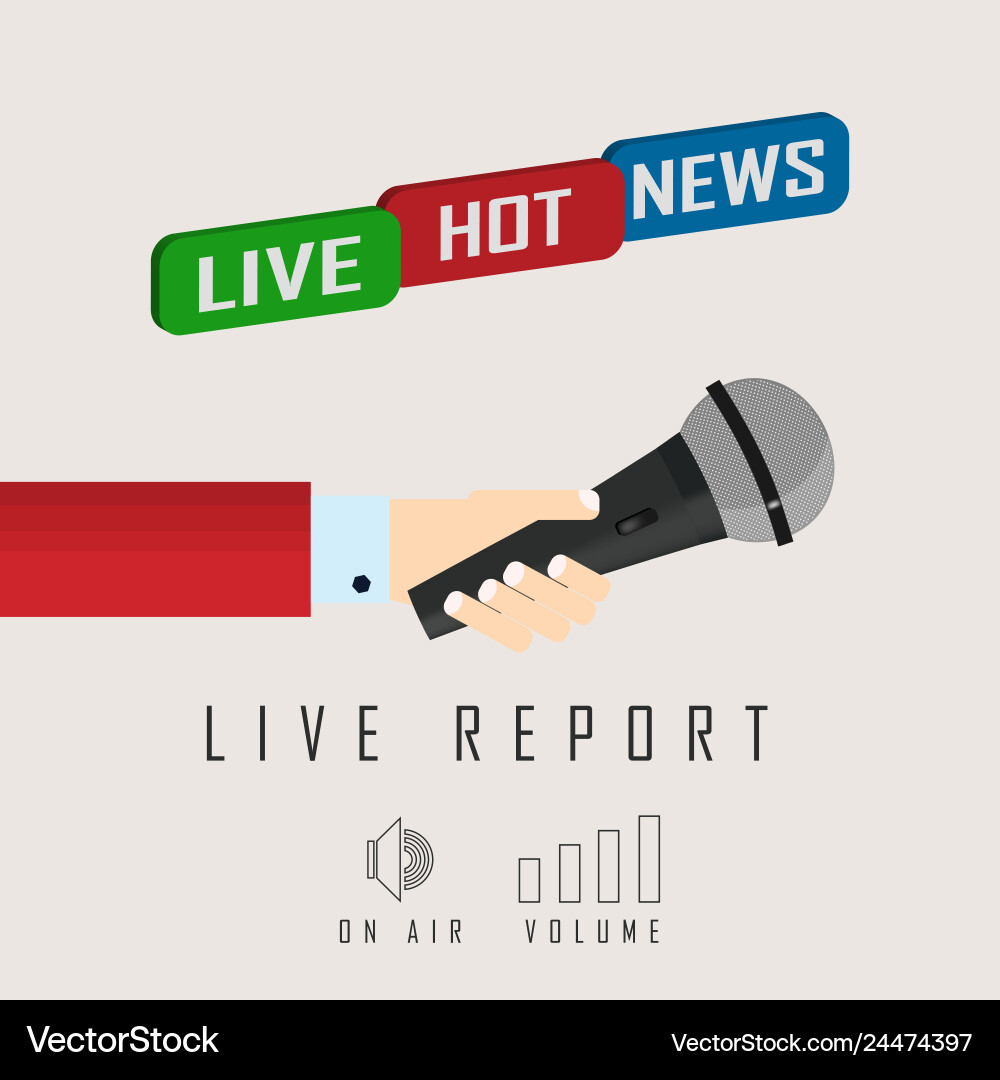A live report with button hot news Royalty Free Vector Image