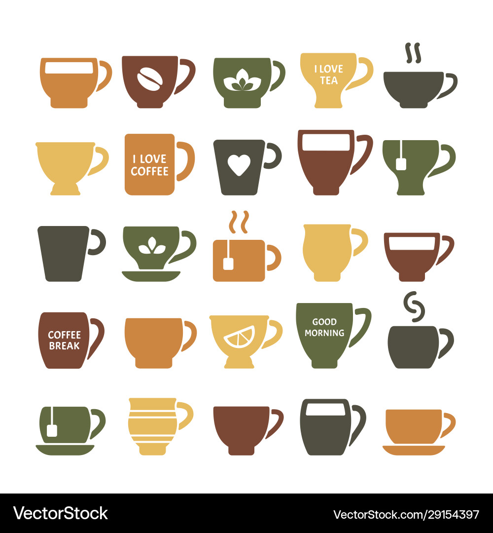 Coffee mugs symbols for logo design Royalty Free Vector
