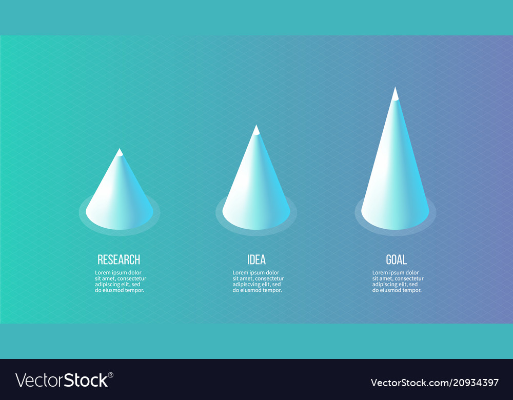 Isometric infographics bar chart graph with 3 Vector Image