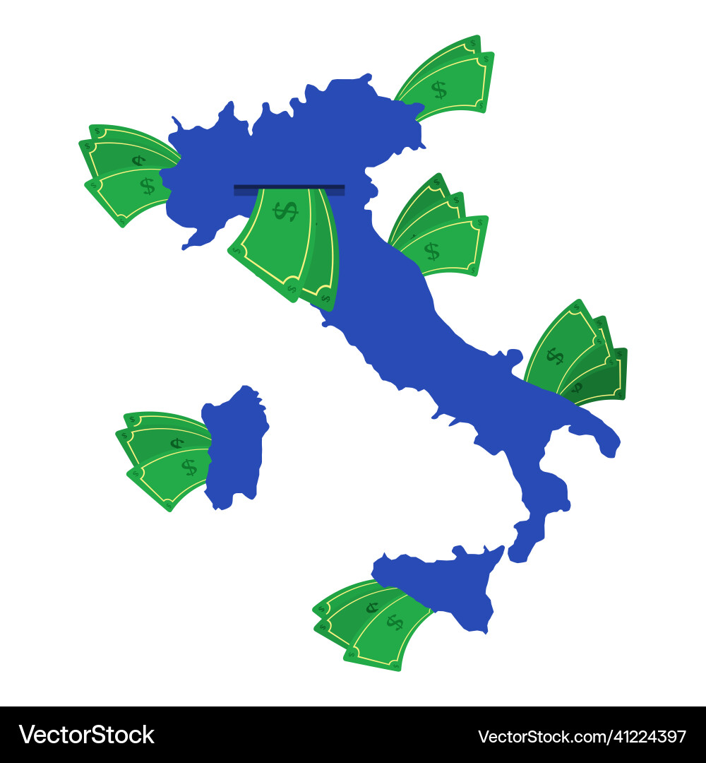 Italy with money Royalty Free Vector Image - VectorStock