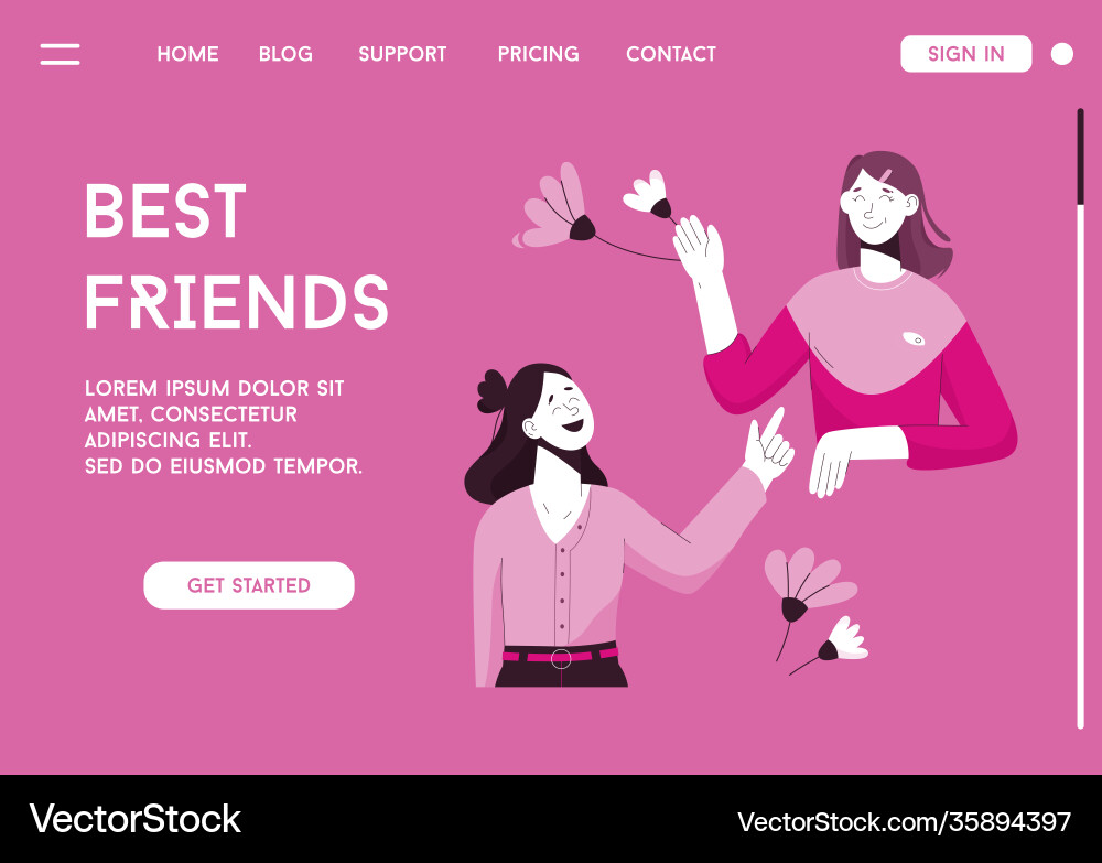 Landing page best friends concept Royalty Free Vector Image