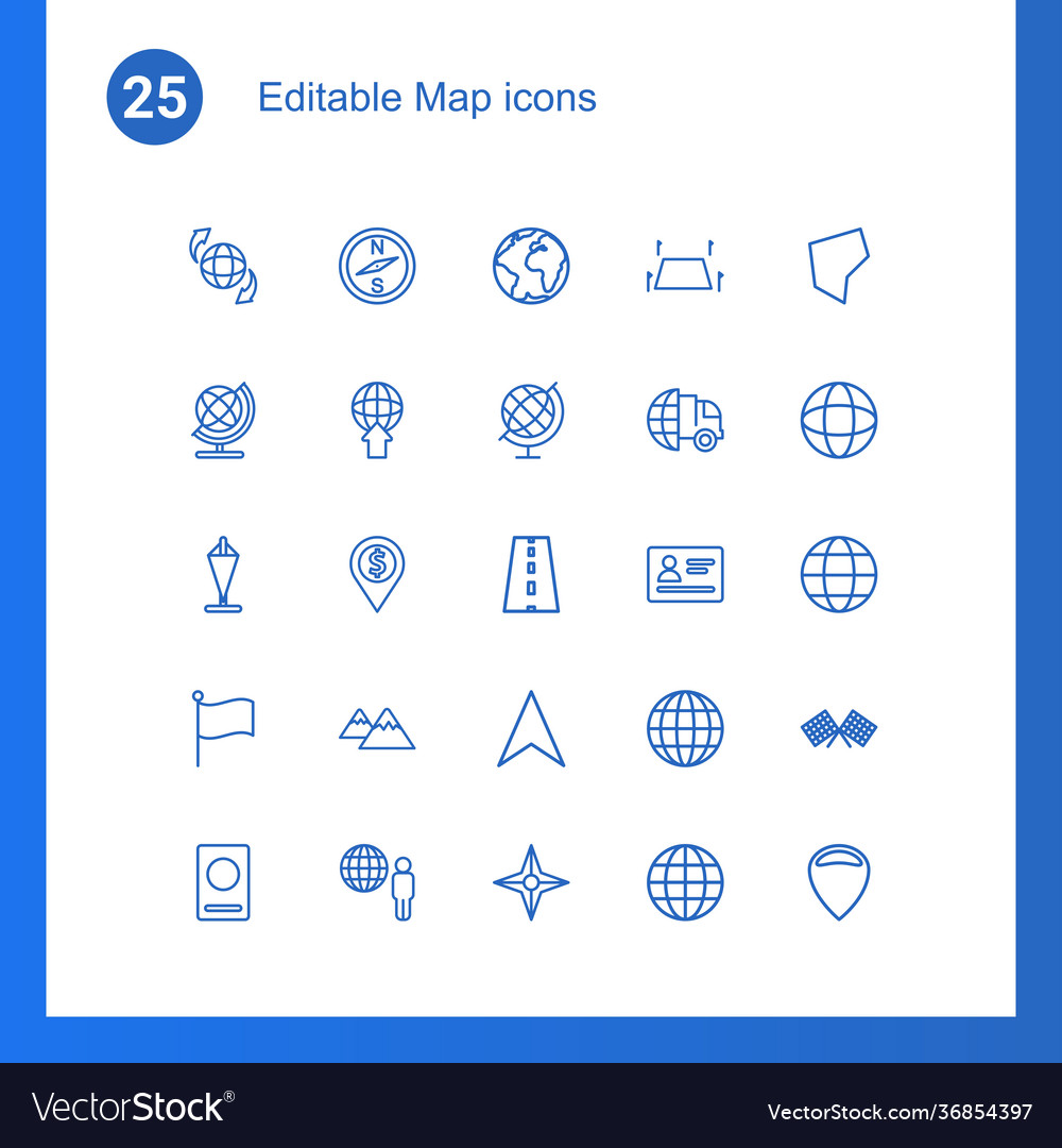Map icons Royalty Free Vector Image - VectorStock