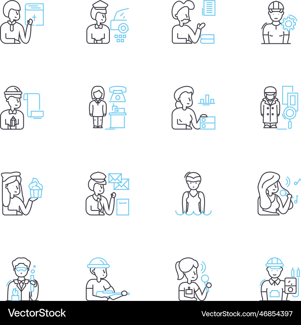 Marketing techniques linear icons set branding Vector Image