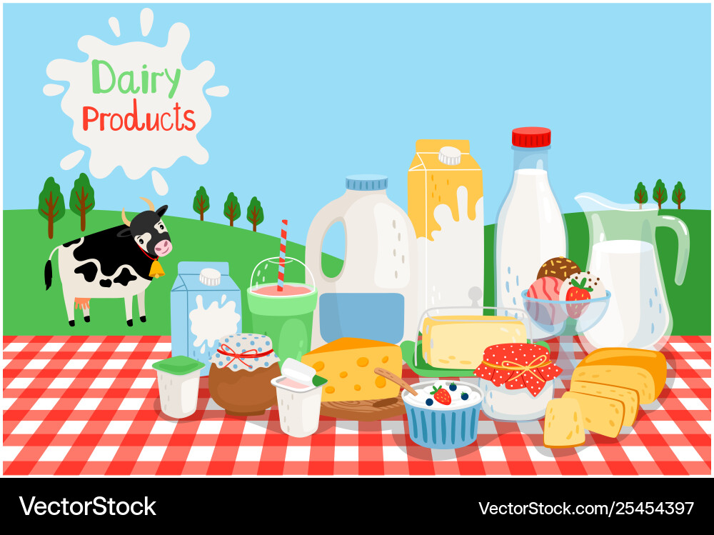 Milk farm products Royalty Free Vector Image - VectorStock