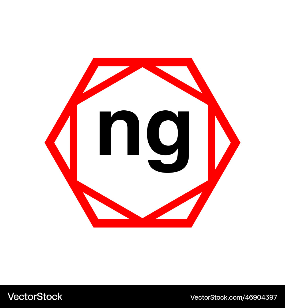Ng hexagon typography monogram brand name icon Vector Image