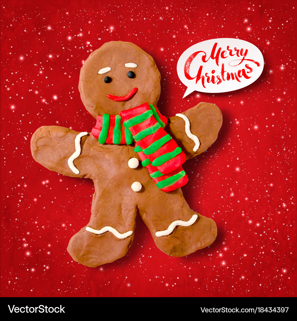 Plasticine of gingerbread man Royalty Free Vector Image
