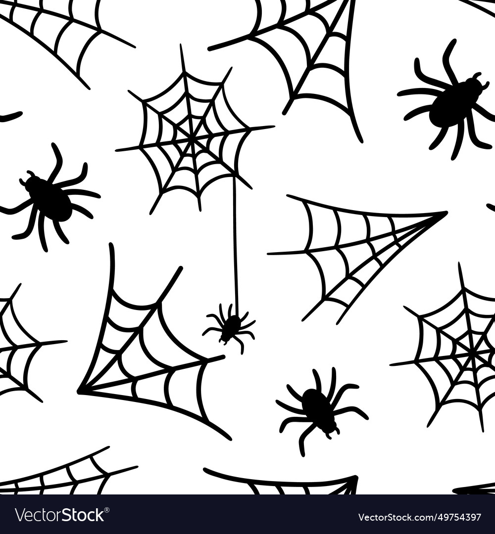 Seamless monochrome pattern with spiders Vector Image