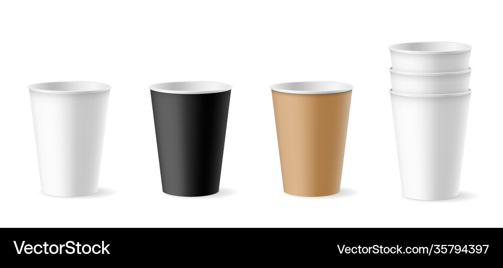 Set disposable cups for takeaway coffee or tea Vector Image