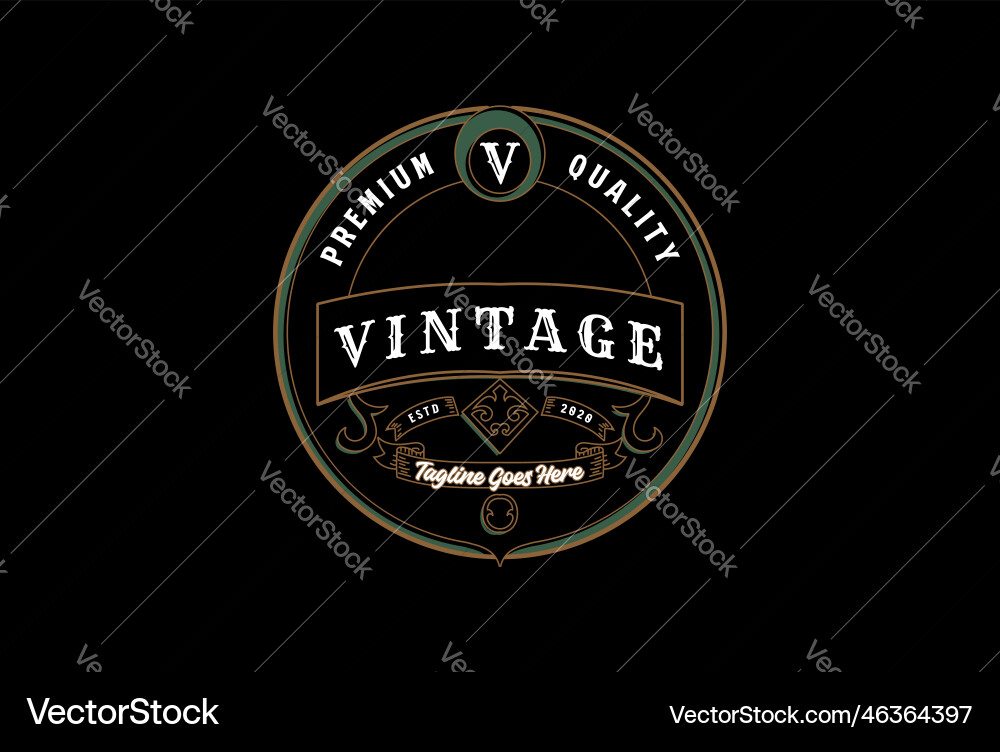 Simple circle vintage retro ornament border frame Vector Image