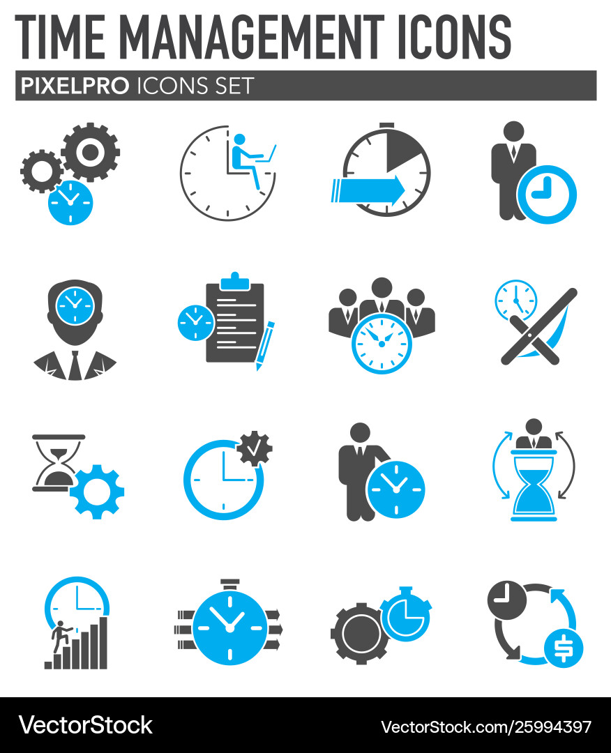 Time management related icons set on background Vector Image