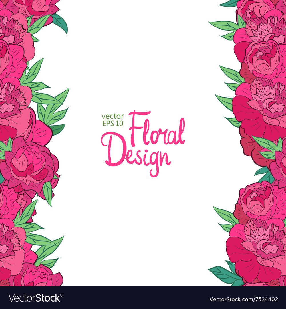 Border with peonies Royalty Free Vector Image - VectorStock