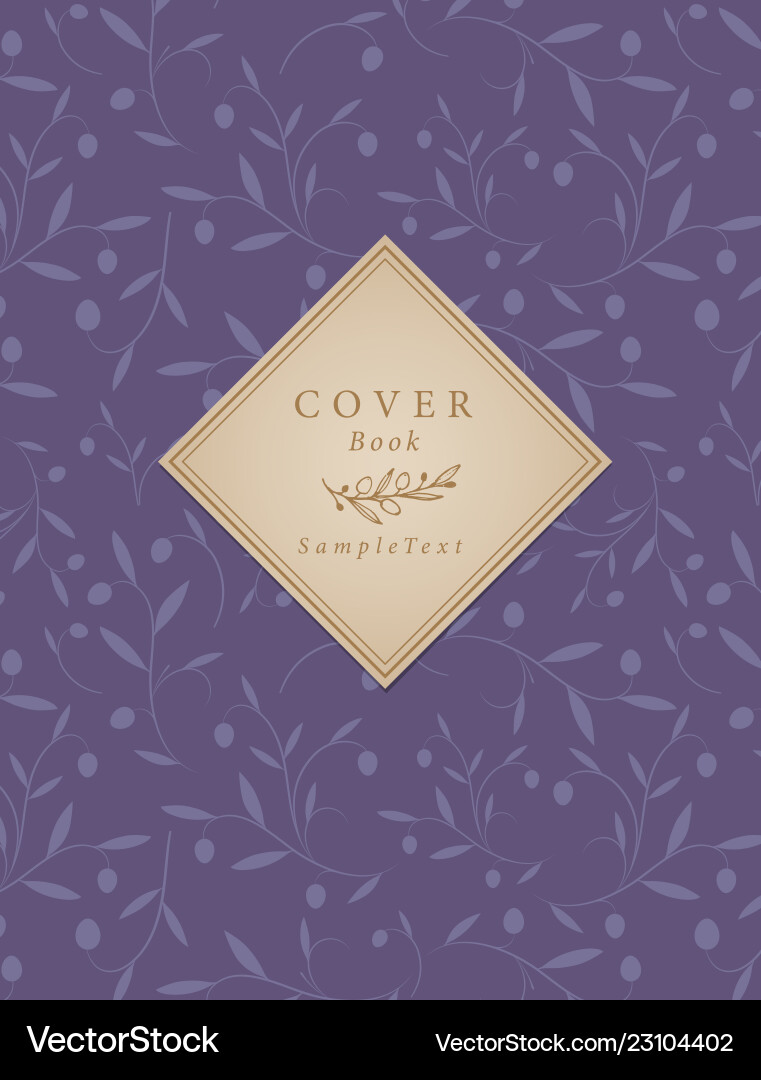 Cover book decorated olive branches pattern Vector Image