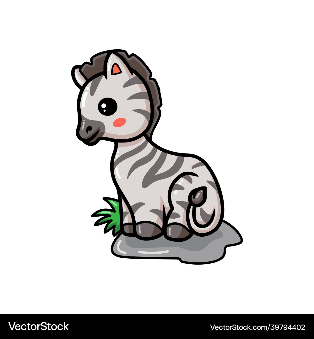 Cute little zebra cartoon sitting Royalty Free Vector Image