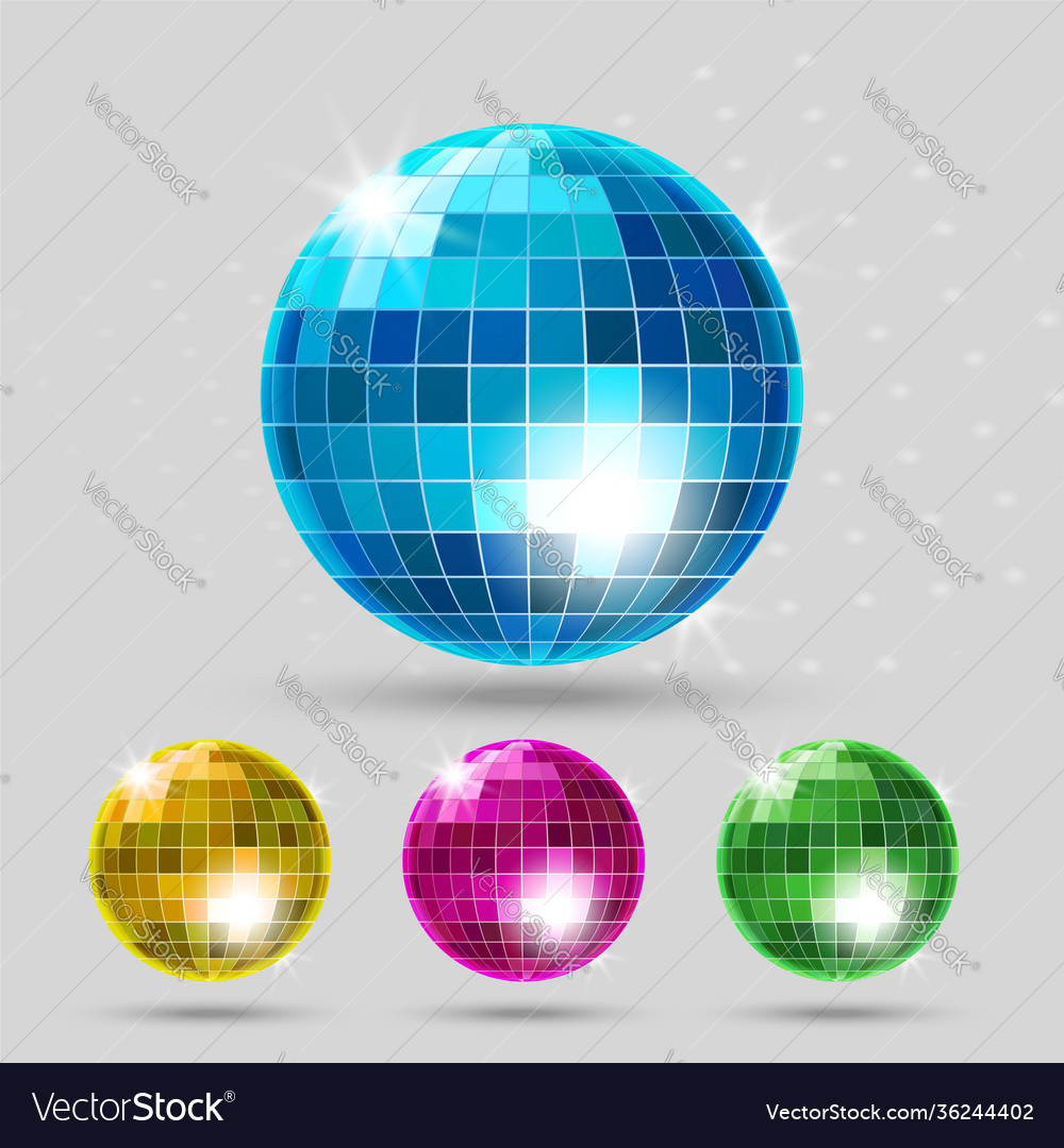 Disco ball set Royalty Free Vector Image - VectorStock