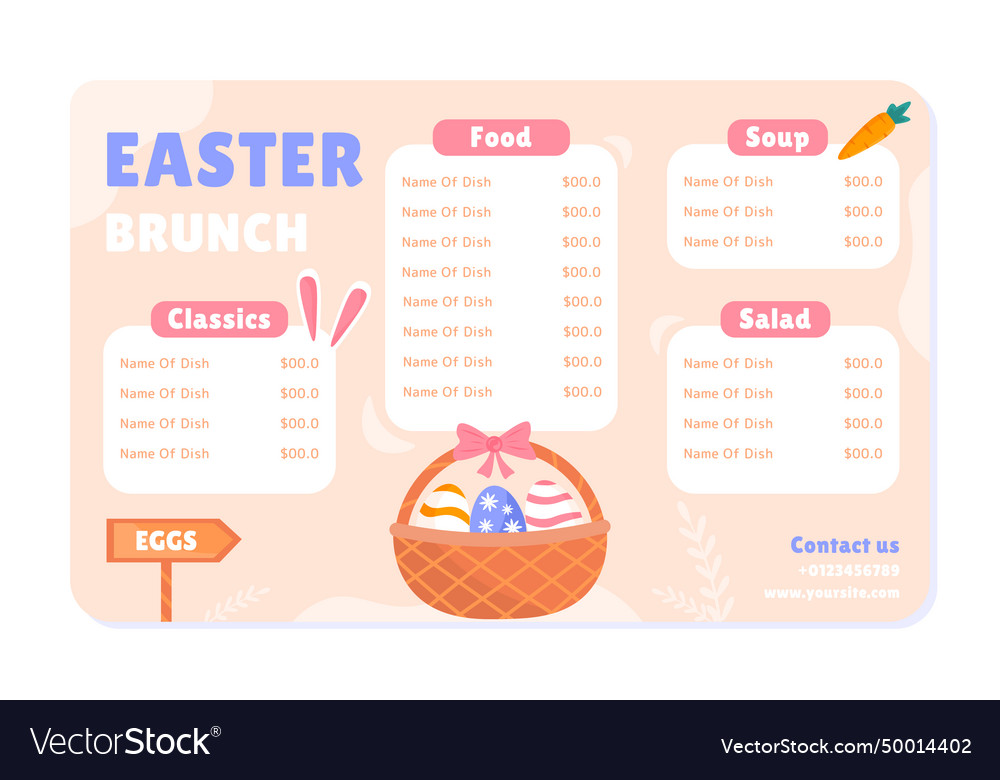 Easter menu template Royalty Free Vector Image