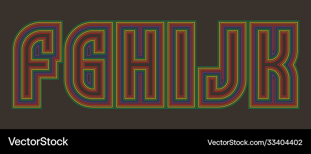 F g h i j k multicolored lines letters Royalty Free Vector