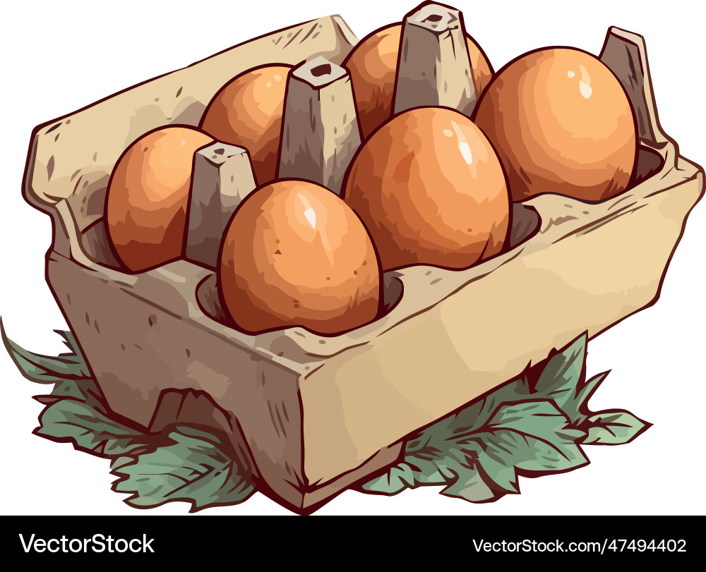 Fresh organic eggs in rustic wooden basket Vector Image